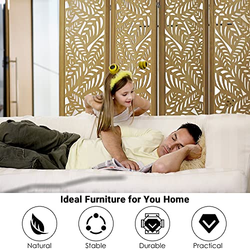ECOMEX Cut-Out Room Dividers,5.6 FT Floral Cutouts Foldable Panel,Privacy Wall Portable Room Dividers Screen Wood Room Mesh Durable Design Freestanding Wooden Separator for Office(Brown Cut-Out)