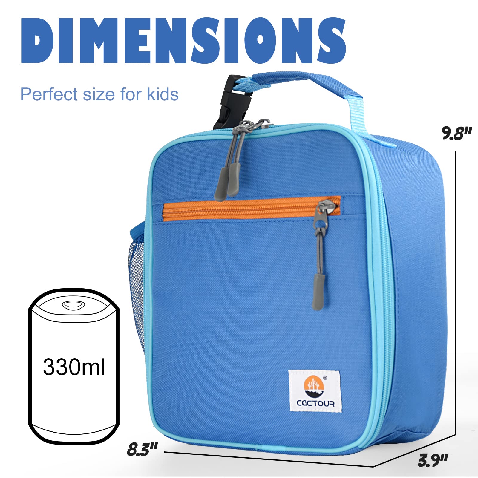 CaCTOUR Lunch Box Kids,Premium Insulated Lunch Bag for Girls Boys,Soft Bag Mini Cooler Back to School Thermal Reusable Lunch Bag for Work School Picnic (Blue)