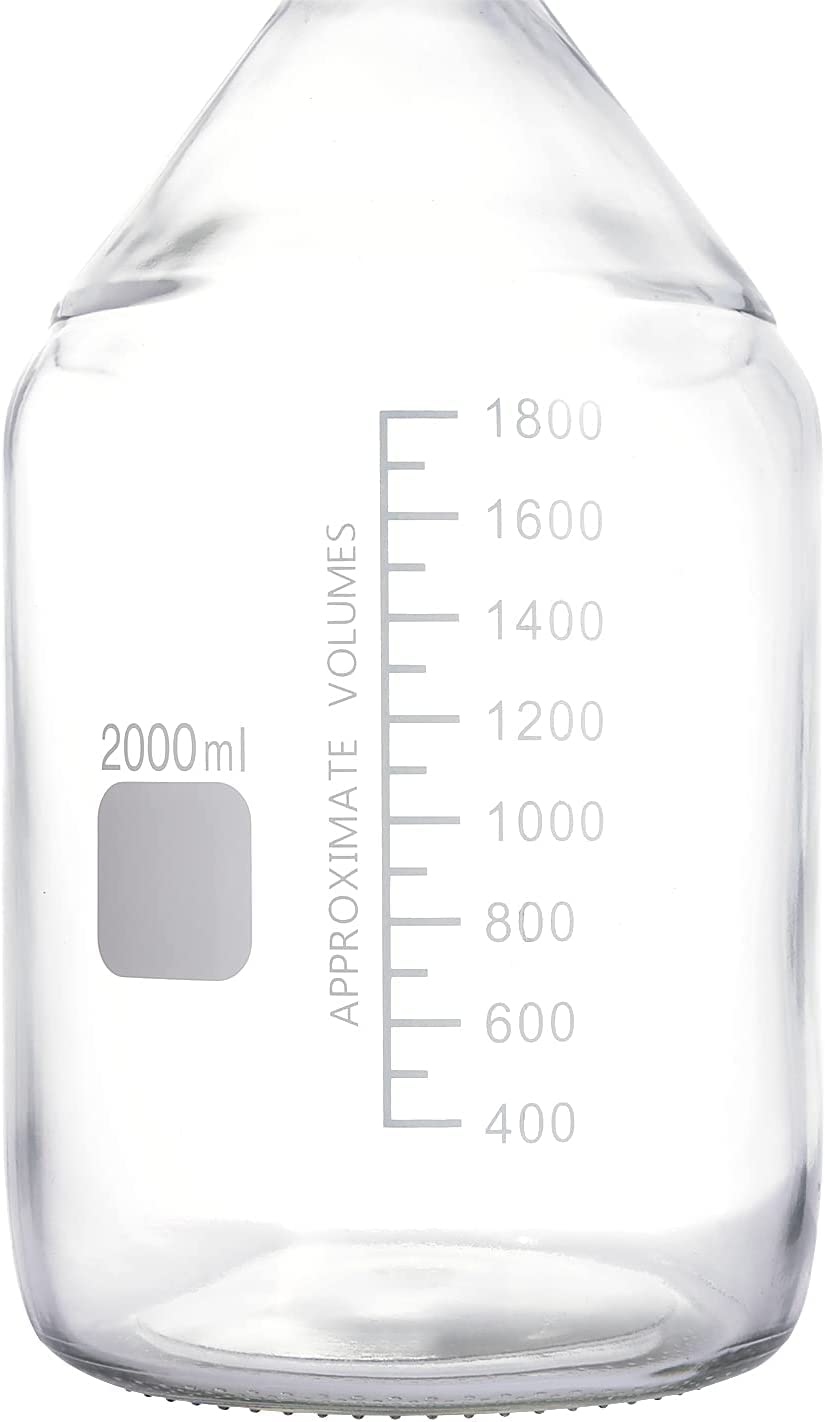 Basstein Lab Media Storage Round Bottles Graduated Glass Container GL45 Screw Cap Leakproof Multi-Purpose for Scientific | pack of 4 (Blue,1000ml)