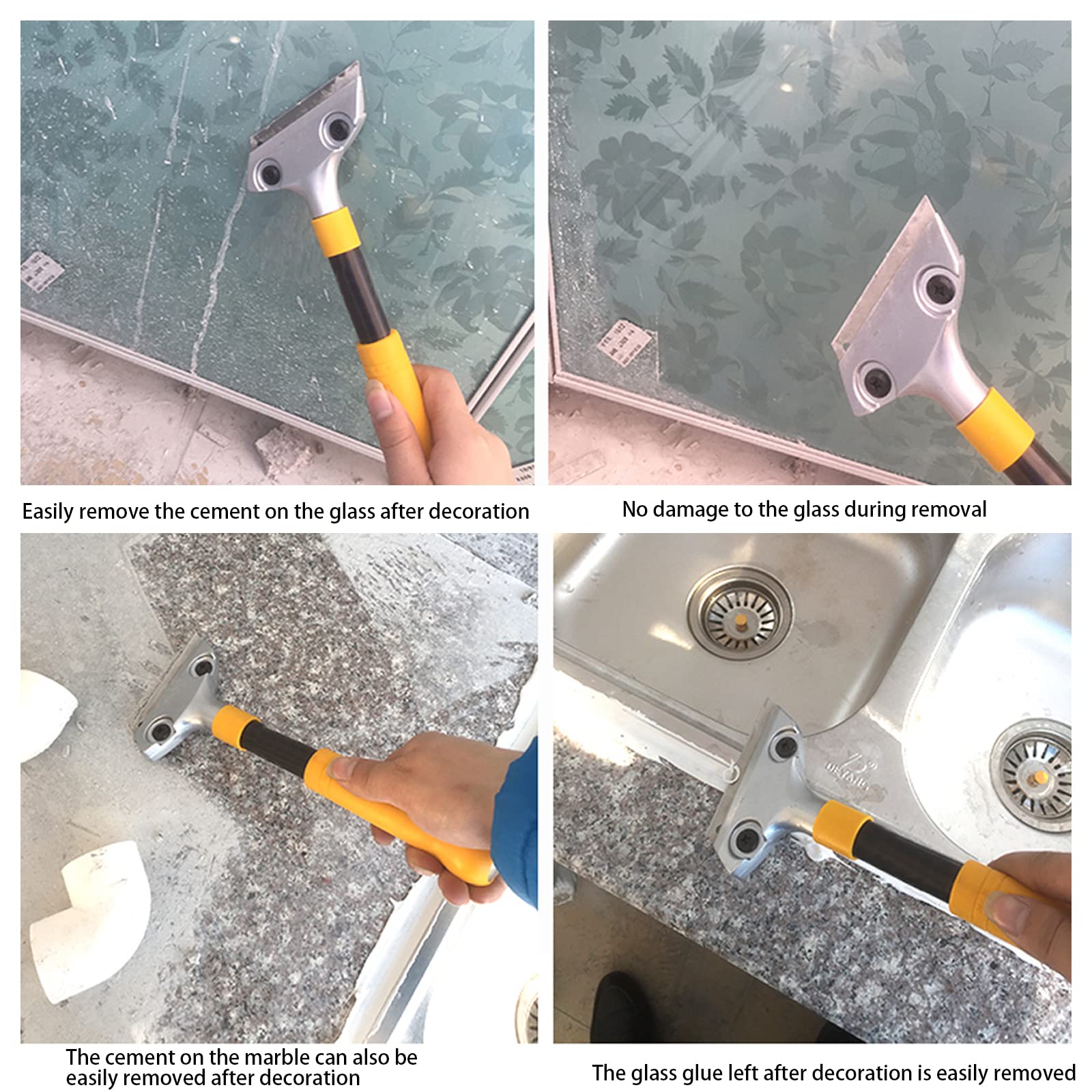 GAILY YOUTH Paint Scraper 2 Pcs, Floor Scraper with 10 Pcs Metal Blades, Long Handle Razor Blade Scraper for Cleaning Stove Top Windows Glass Wallpaper(25 cm)