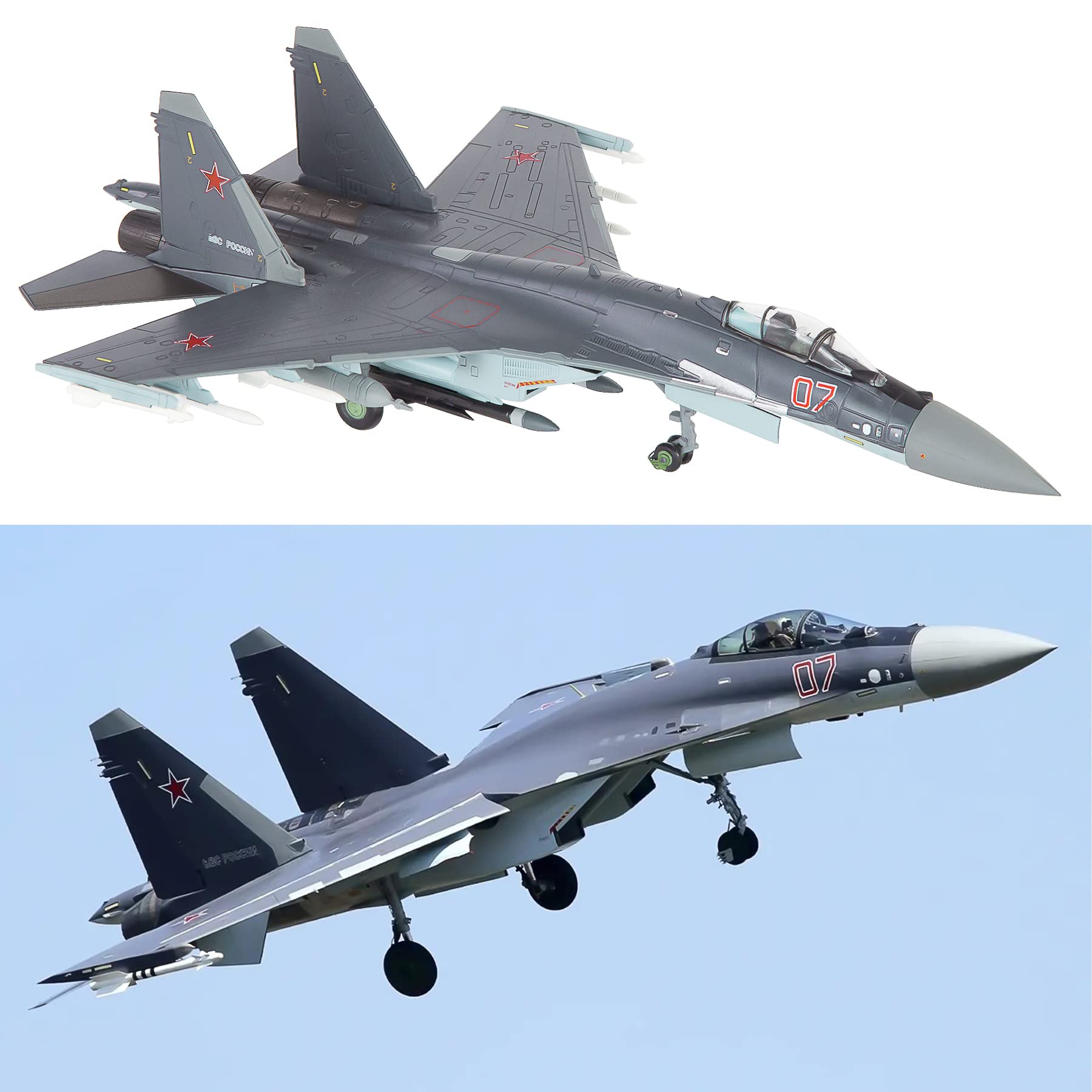HANGHANG 1/100 Scale SU-35 Attack Plane Metal Fighter Military Model Fairchild Republic Diecast Plane Model for Commemorate Collection or Gifts, Purple