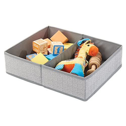 mDesign Fabric Drawer Organizer Bin Dividers for Kids/Baby Nursery Dresser, Closet, Organization - Bins Hold Clothes, Diapers, Cream, Toy, Blankets - 3 Pack, Gray Herringbone