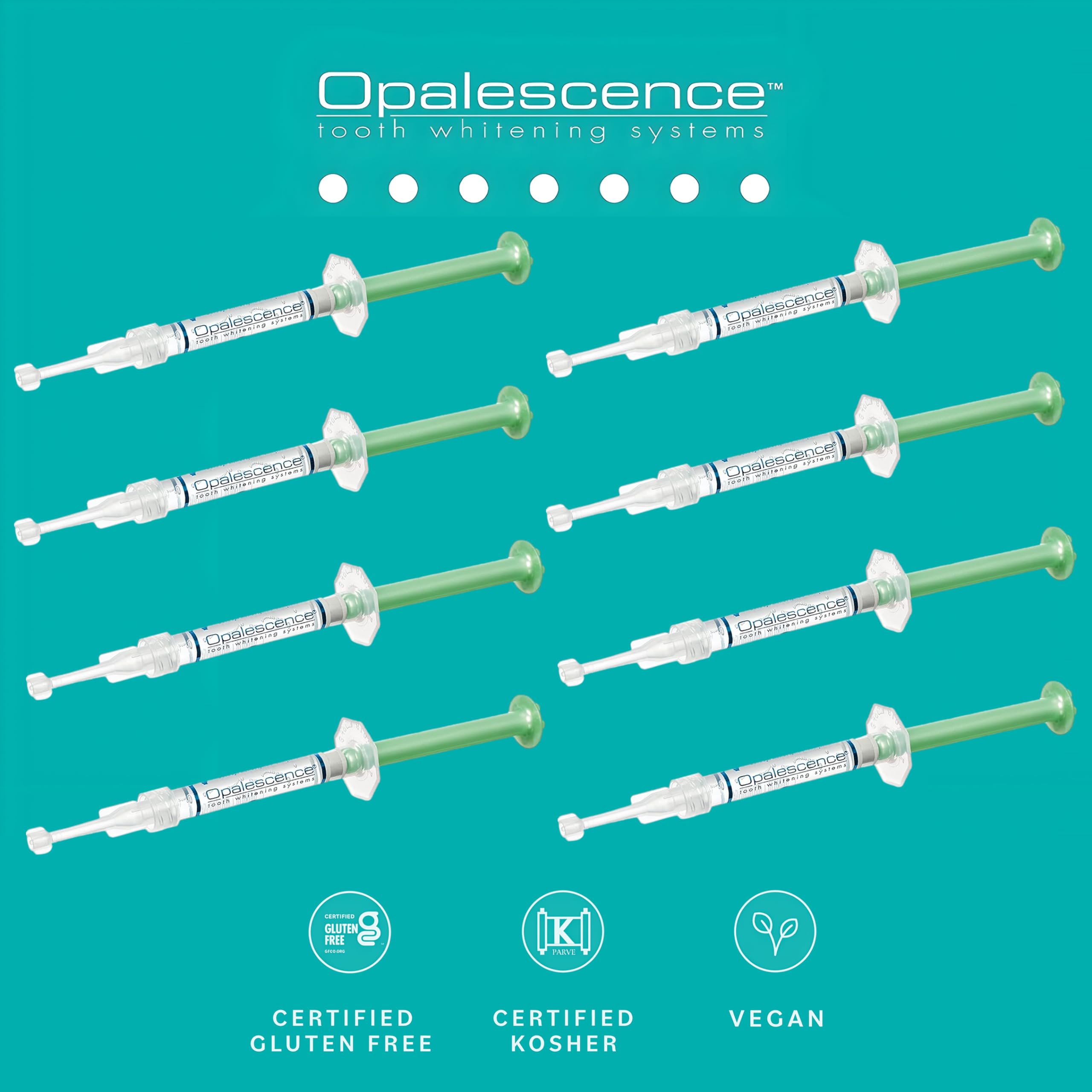 Opalescence 35% Gel Syringes Teeth Whitening - Refill Kit (4 Packs / 8 Count) Carbamide Peroxide. Made by Ultradent, in Cool Mint Flavor. Tooth Whitening Refill Syringes 5197-4