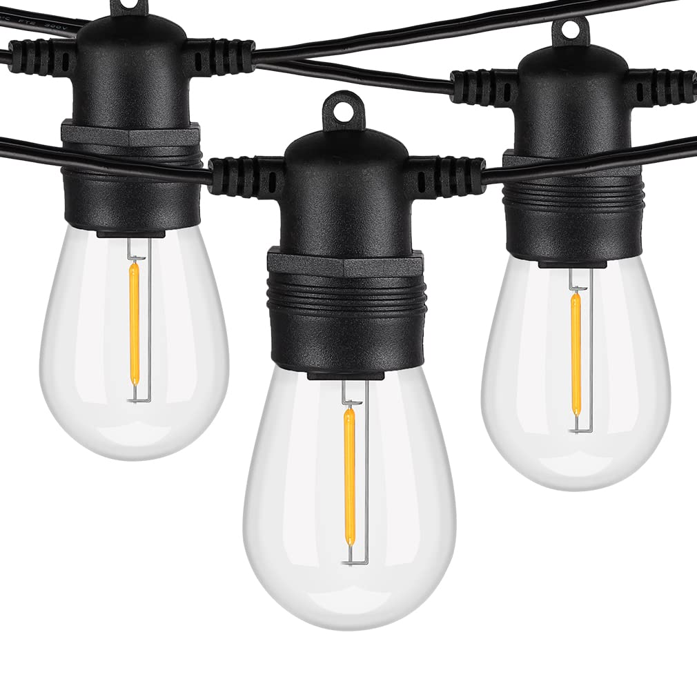 Opard 51Ft Outdoor String Lights Commercial Grade Strand Waterproof LED String Lights with 15+1 Shatterproof Bulbs for Patio Wedding Garden Backyard Porch