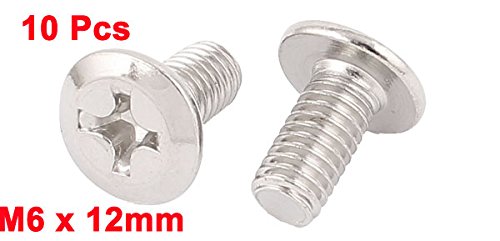 uxcell M6x12mm Male Thread Phillips Flat Head Bolt Screw Suitable for Double Bed Furniture TV Rack Wall Hanging 10pcs