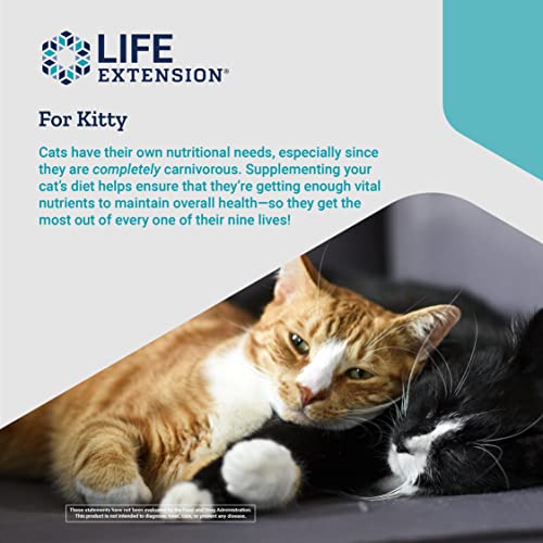Life Extension Cat Mix – For Heart, Kidney & Pancreatic Function + Gut Health –with Vitamins & Essential Nutrients - Formula For Kitty - Gluten-Free, Non-GMO – Net Wt.100 Grams (85 Servings)