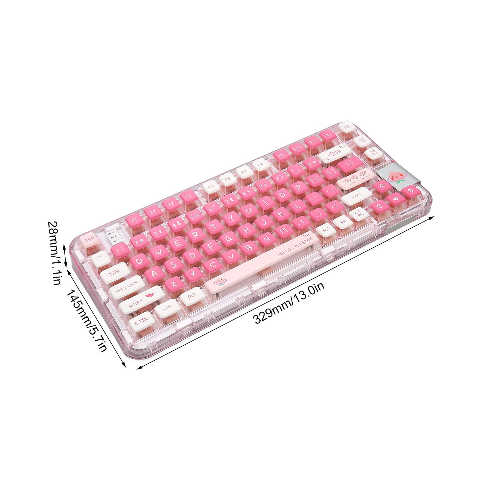 ASHATA Pink Mechanical Keyboard, Bluetooth Cute Keyboard, 2.4G Wireless Type C Wired Gaming Keyboard with RGB Backlight for iOS for Windows