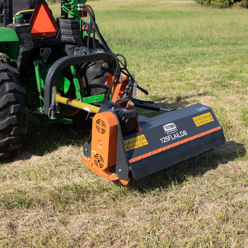 Titan Attachments 48" Offset Flail Ditch Bank Mower, Mowing Attachment for Tractors and Loaders, Cat 1, 3-Point Hitch