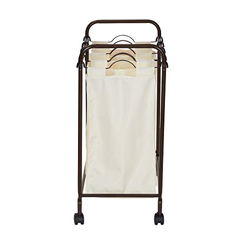 Household Essentials 7173 Rolling Quad Laundry Sorter with Removable Hamper Bags | Antique Bronze Frame
