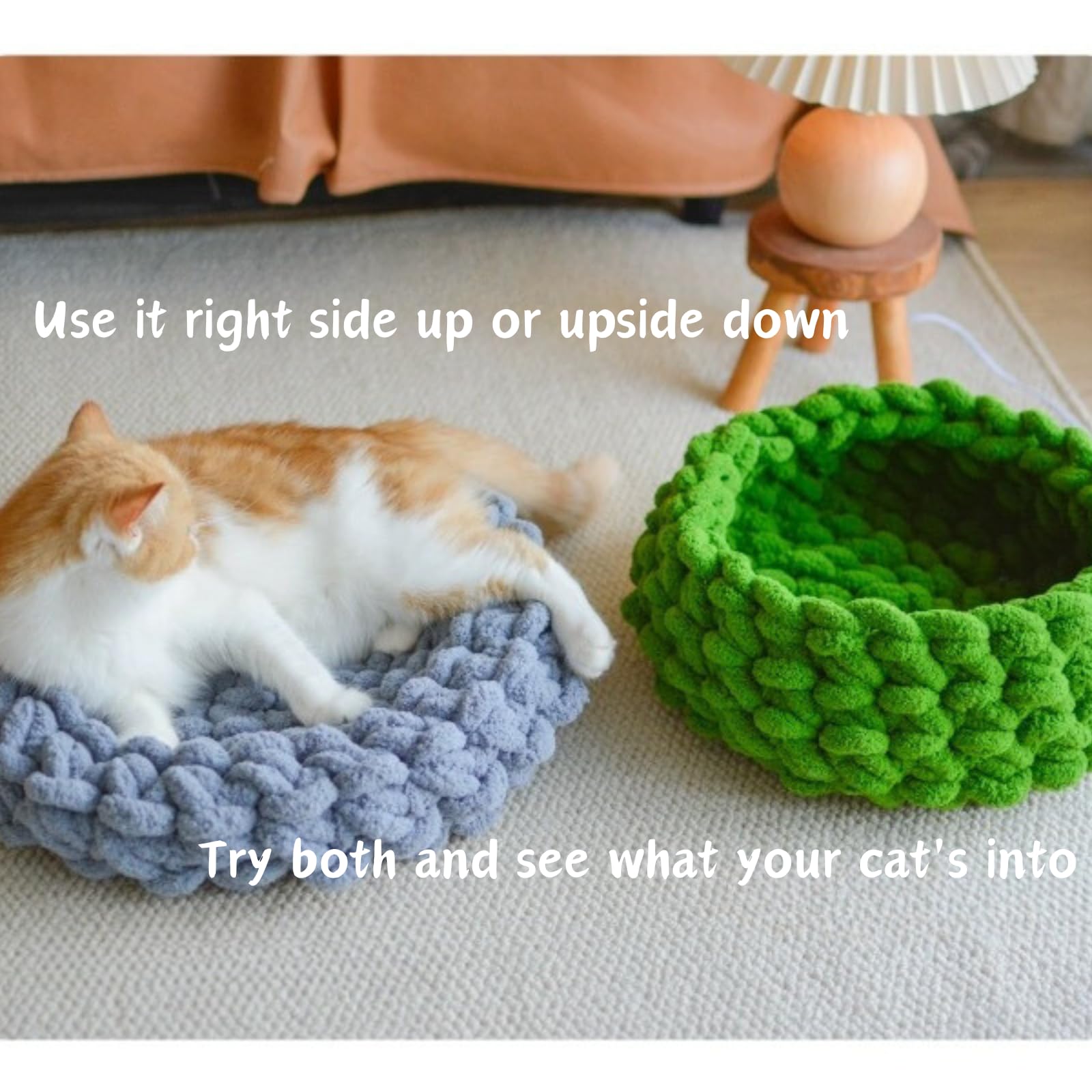 Cat Nest Bed – Premium Handwoven Washable Extra Soft and Warm Indoor House Furniture (Cloud White,Medium)