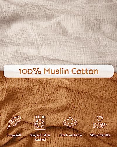 Muslin Changing Pad Cover, Ultra Soft Cotton Diaper Changing Table Covers for Baby Girls Boys, Boho Changing Pad Sheets Neutral, Comfy and Breathable, 2 Pack (Retro Yellow & Beige)