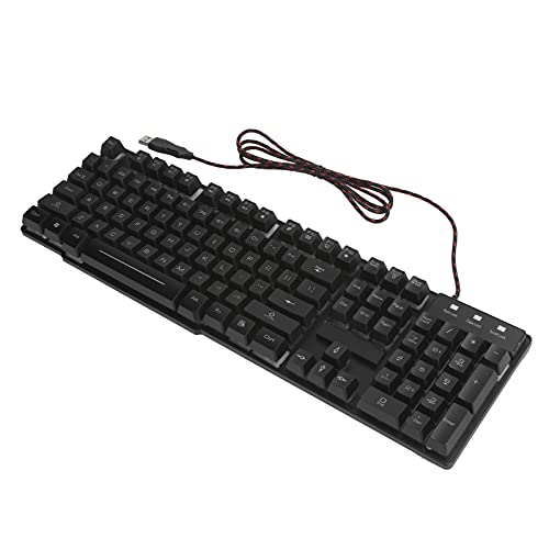 ASHATA Wired Gaming Keyboard, 104 Keys Ultra Slim All Metal Panel USB Gaming Keyboard with Bright Backlight, Plug and Play, Wired Keyboard for Computer Laptop PC