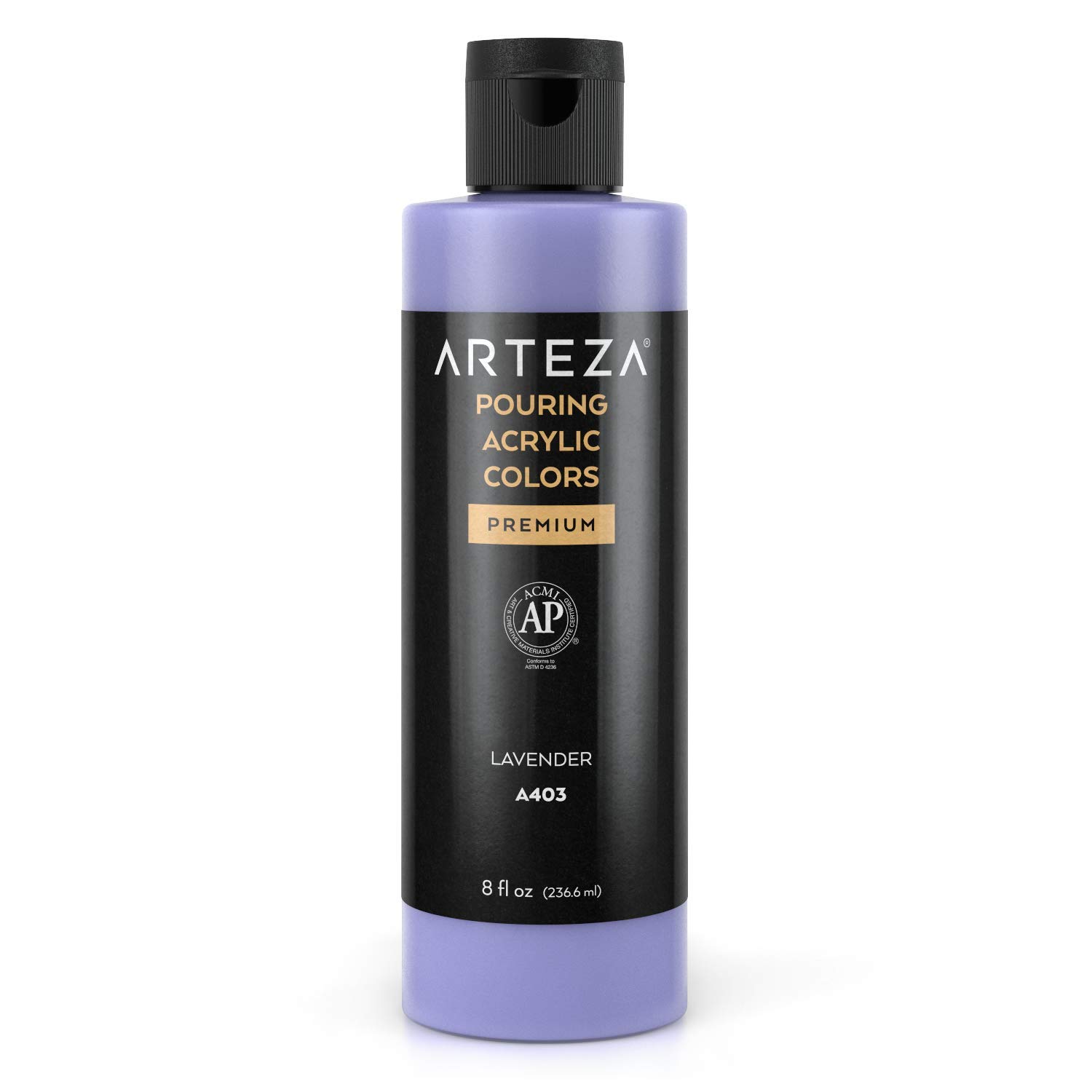 ARTEZA Acrylic Pouring Paint, 8 Ounces, A403 Lavender, High-Flow, No Mixing Needed, for Pouring on Canvas, Glass, Paper, Wood, Tile, & Stones