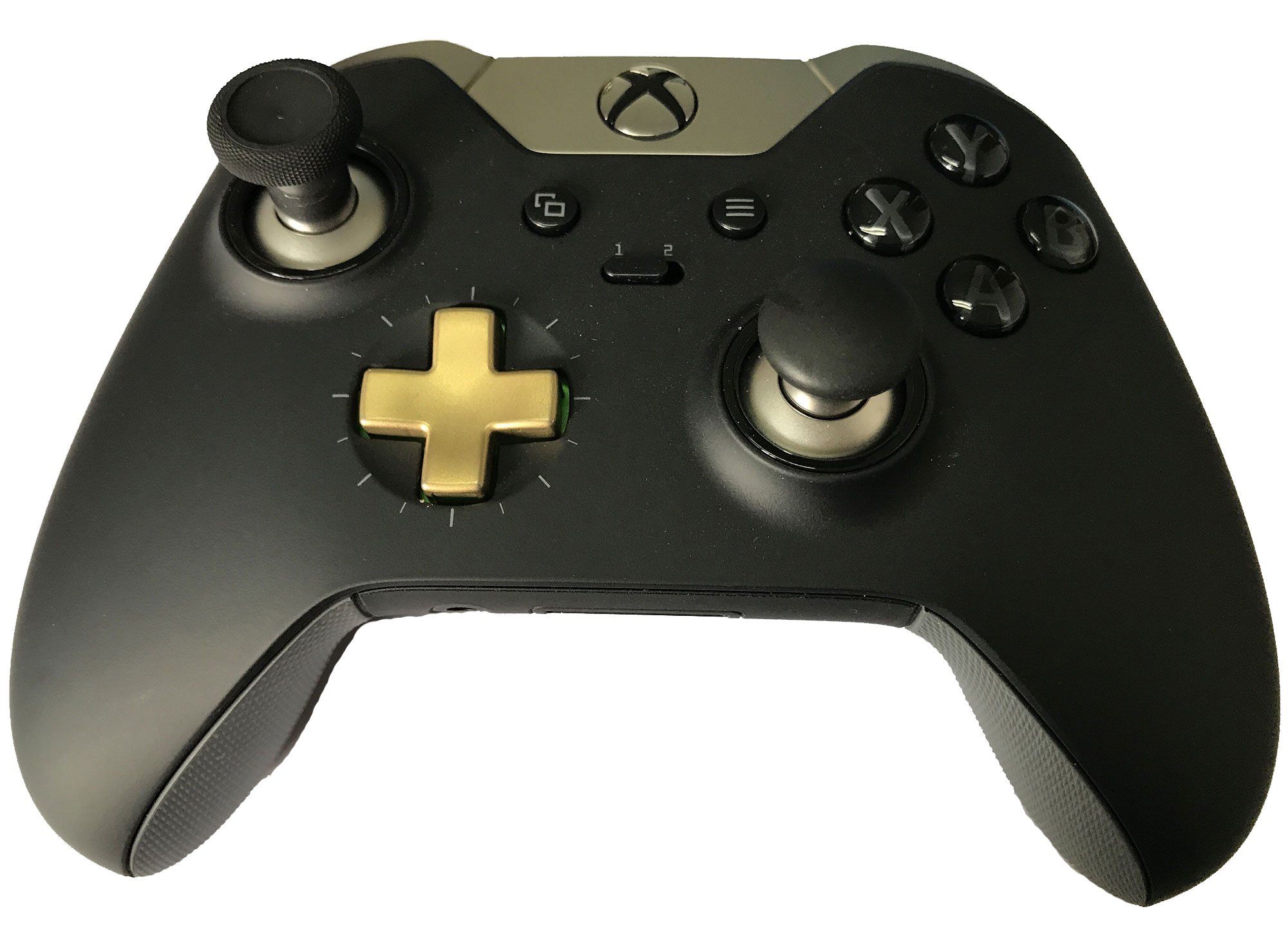 E-MODS GAMING 12 in 1 - Metal Mod 6 Swap Thumbsticks Joysticks, 4 Paddles & 2 Dpads with Open Tool for Xbox One Elite Controller (Gold)