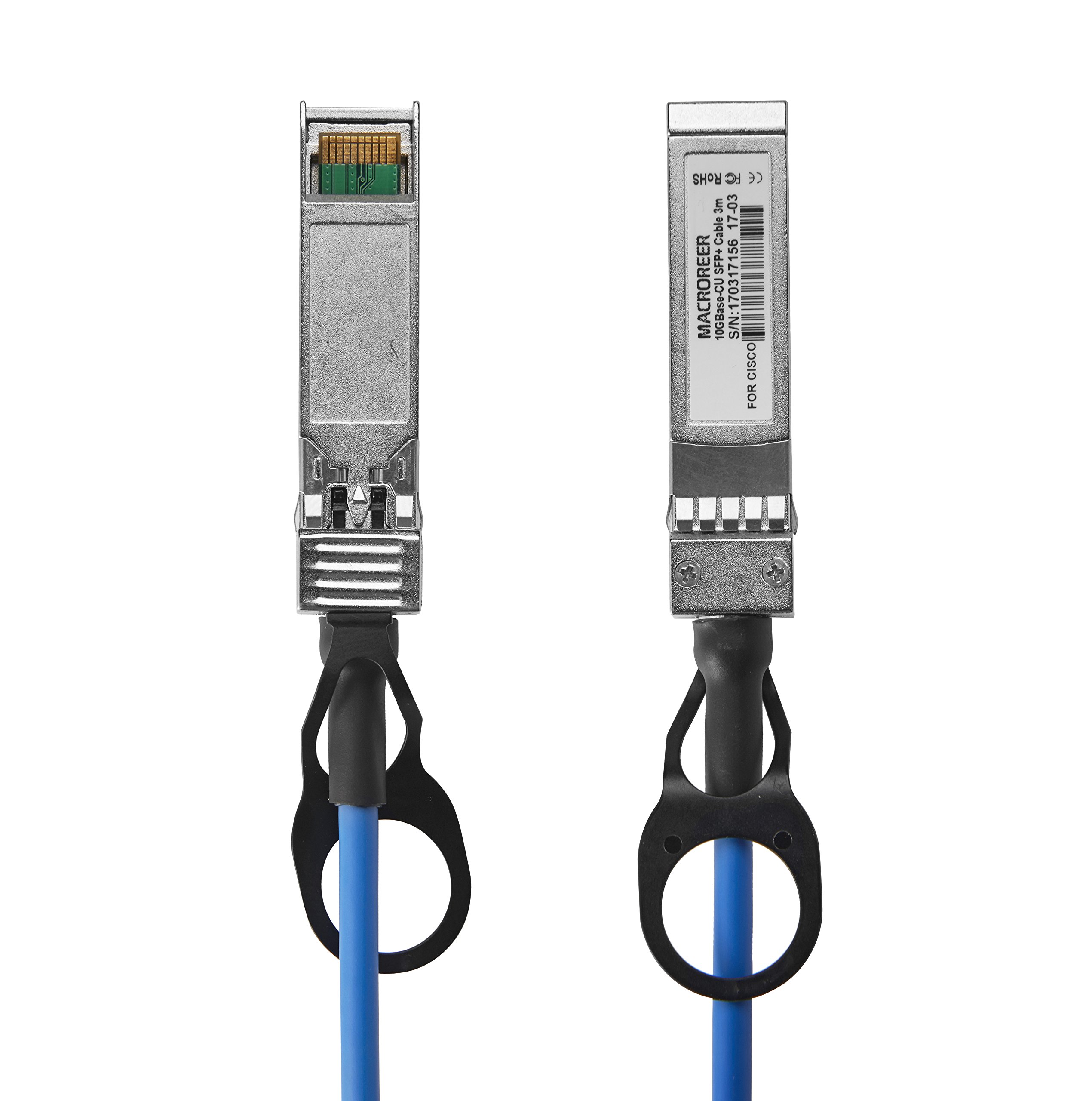 Macroreer 10G SFP+ DAC Cable, SFP Direct Attach Copper Passive Cable for Ubiquiti, Blue Color 10GbE SFP Twinax Cable 0.5-Meter(1.6ft), for Ubiquiti,Cisco,Mikrotik,Netgear,Supermicro