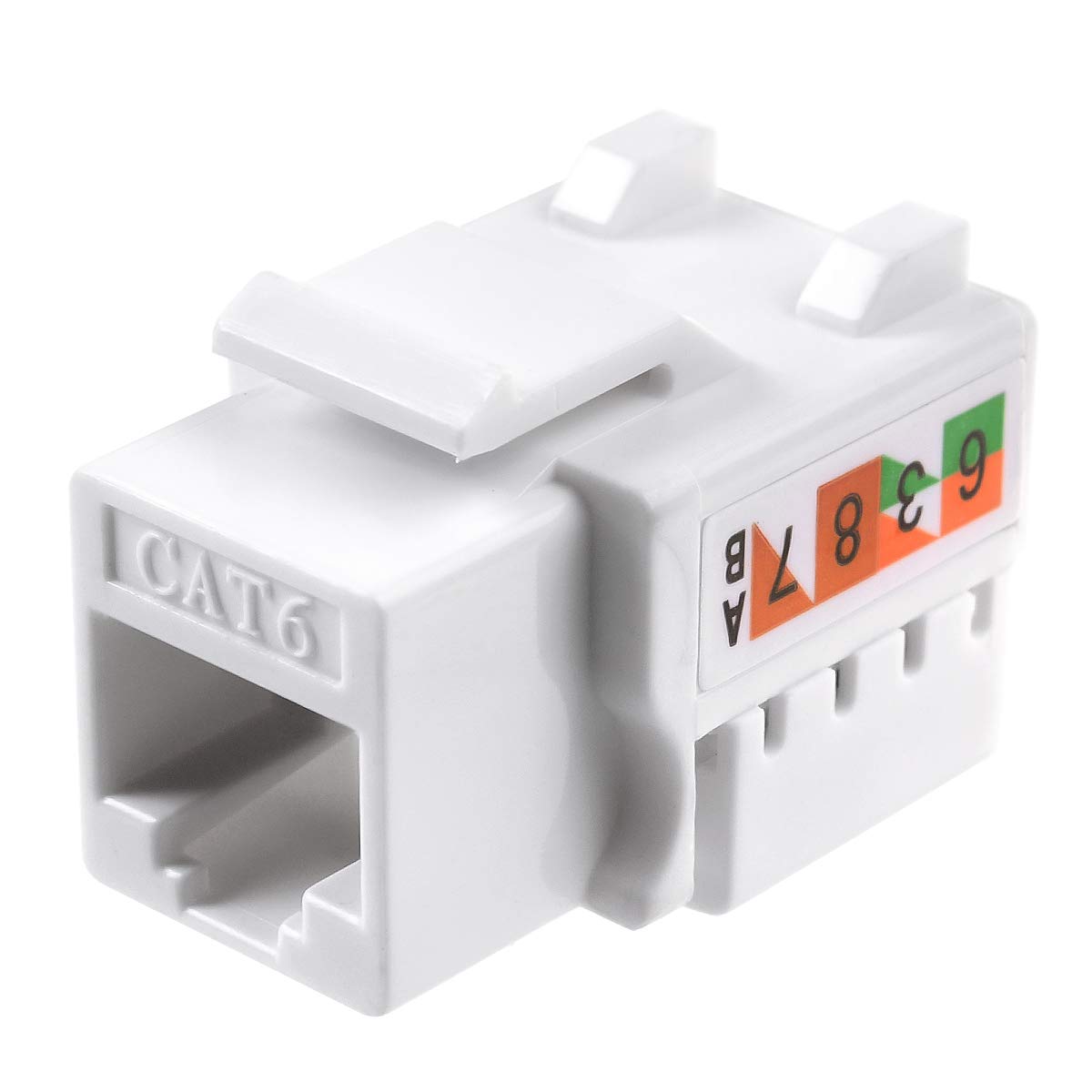 TENINYU 10-Pack RJ45 Keystone Jack Module Connector 568A/568B, Keystone Adapter Compatible Cat 6/5e/5 Connector,Cat6 Keystone Jack,RJ45 Female Connector,White