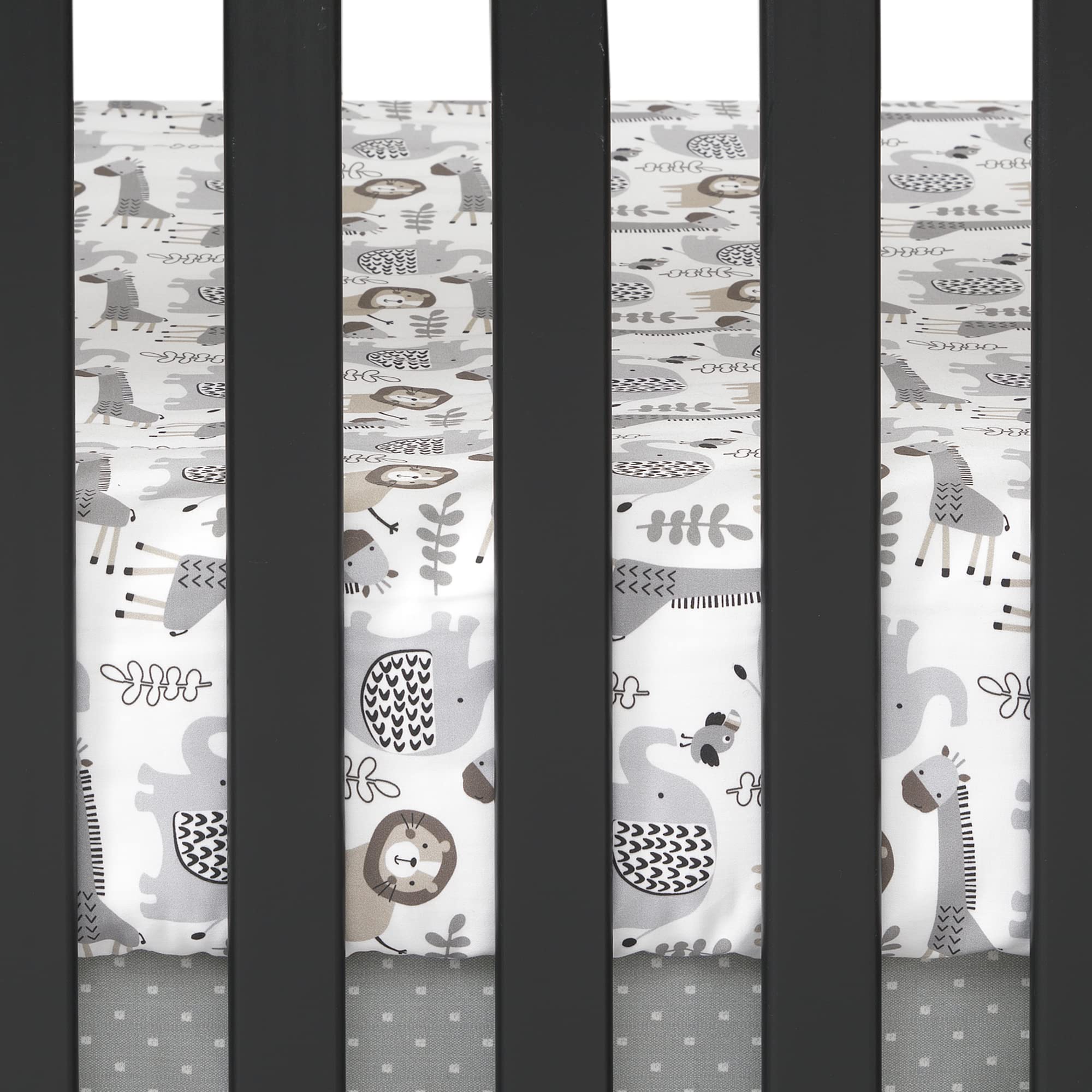 Lambs & Ivy Urban Jungle Animal Gray/White 100% Cotton Baby Fitted Crib Sheet