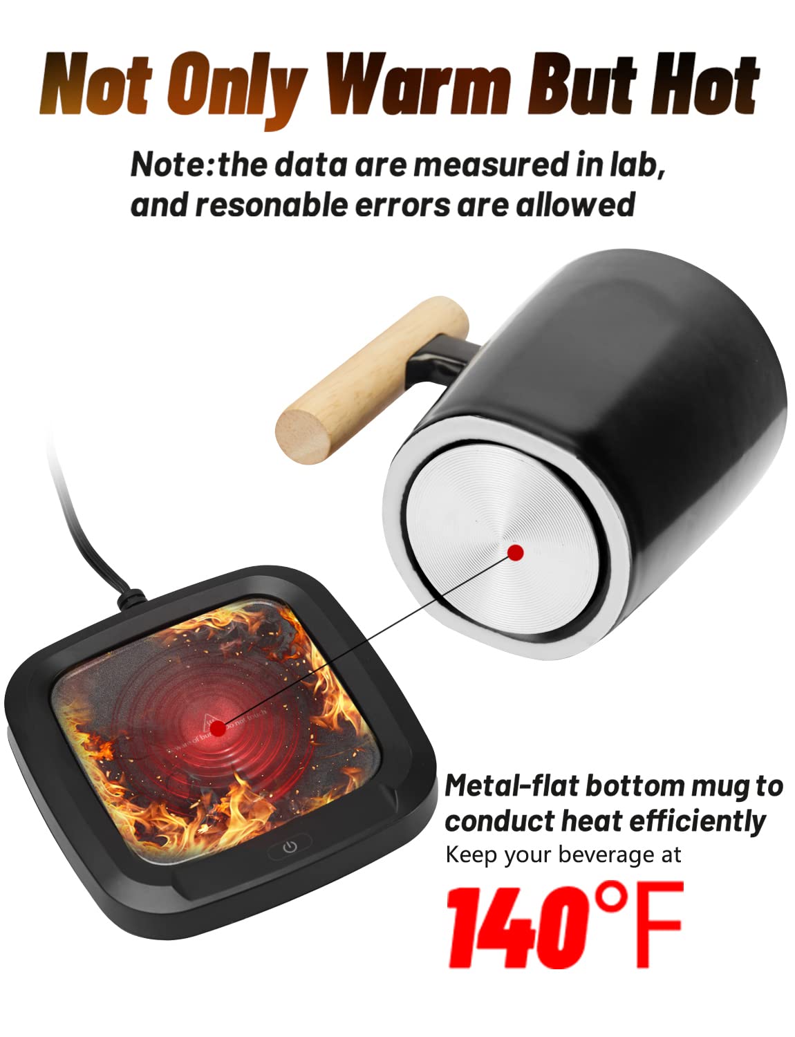 HOWAY Coffee Warmer & Mug Set, Coffee Mug Warmer for Desk Auto Shut Off Warmer Plate with Flat Bottom Ceramic Cup Warm Water, Tea, Cocoa and Milk (Mug Included)