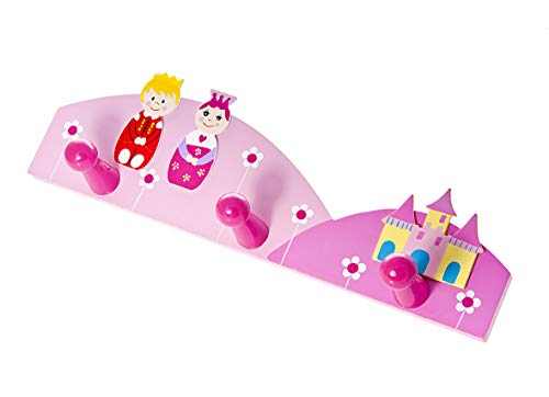 Mousehouse Gifts Pink Prince & Princess Triple Wall Hook Coat Hook for Girls Nursery or Bedroom