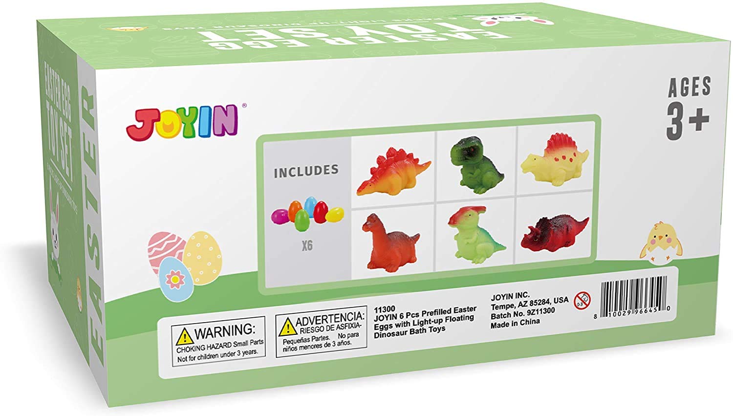 JOYIN 6 Pieces Pre-Filled Easter Eggs with Floating Dinosaur Bath Toys Luminous Easter Egg Hunt Easter Theme Party Favors