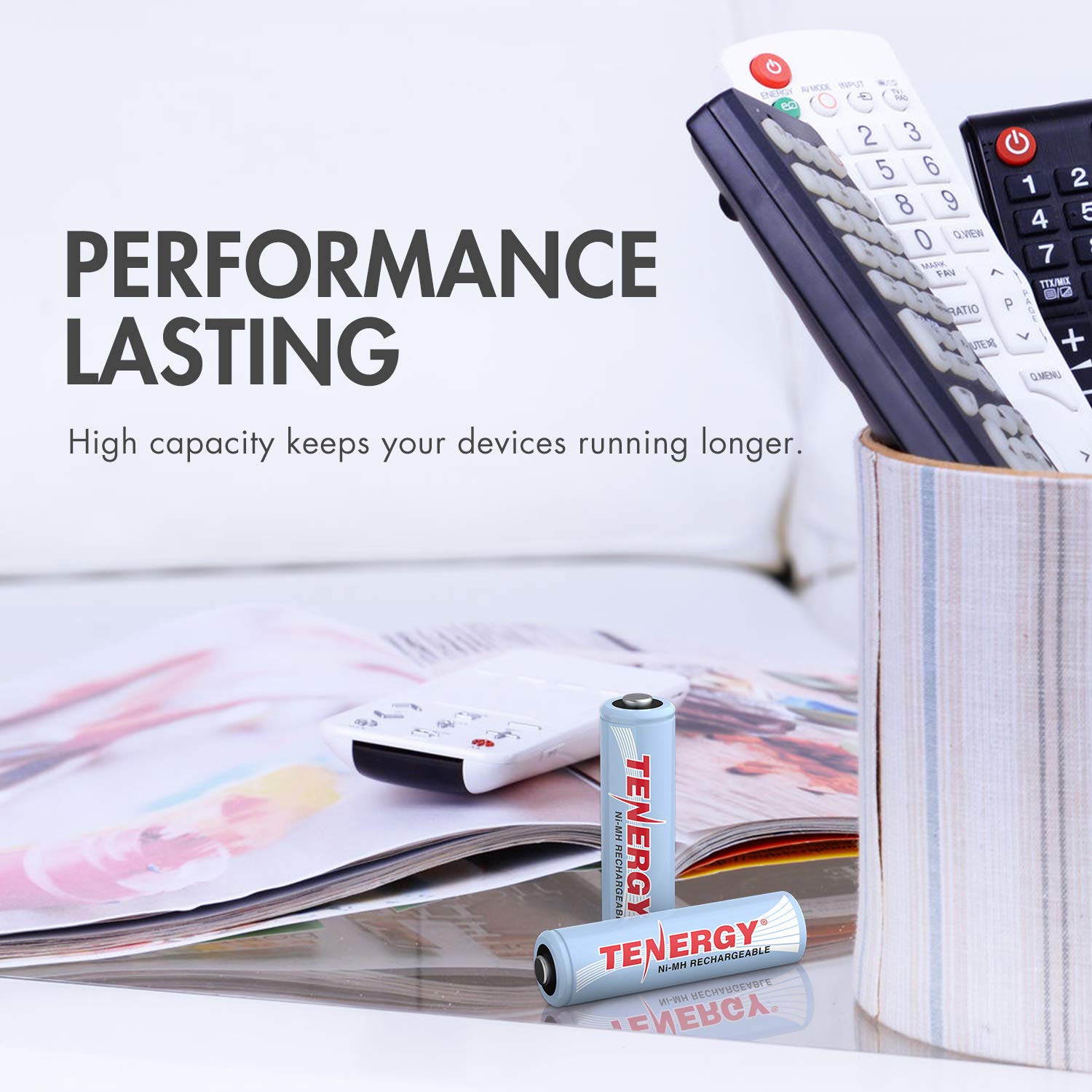 Tenergy AA AAA Rechargeable Battery and Charger Combo TN162 8-Bay Smart LCD AA/AAA NiMH/NiCd Charger + 8 AA & 8 AAA NiMH Rechargeable Batteries