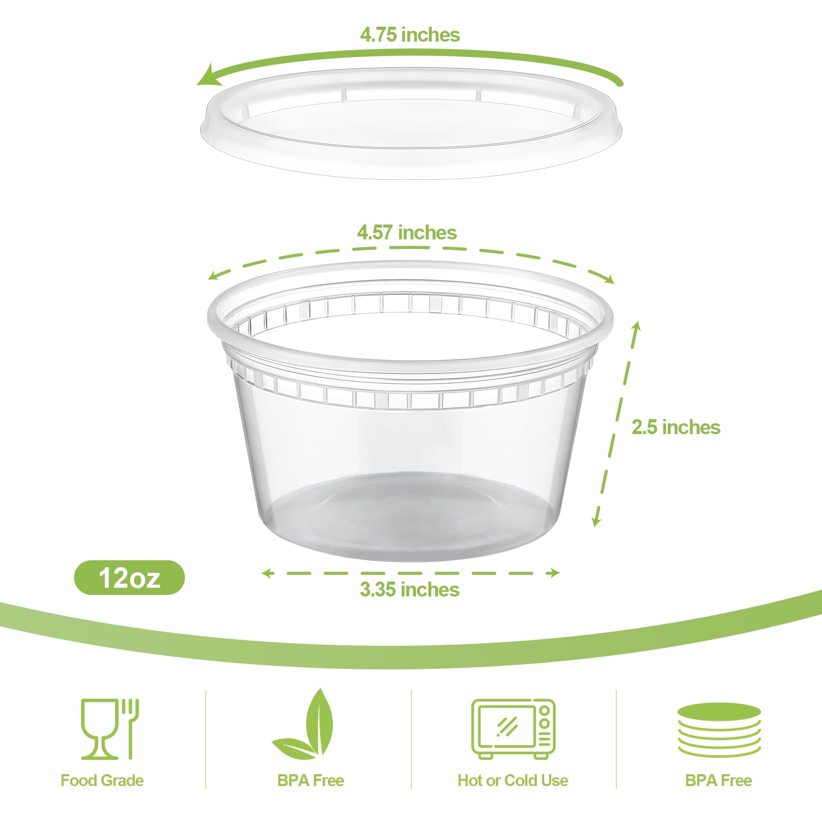 AOZITA 32 Sets 12 oz Plastic Deli Food Containers With Lids, Airtight Food Storage Containers, Freezer/Dishwasher/Microwave Safe, Soup Containers For Takeout Meal Prep Storage