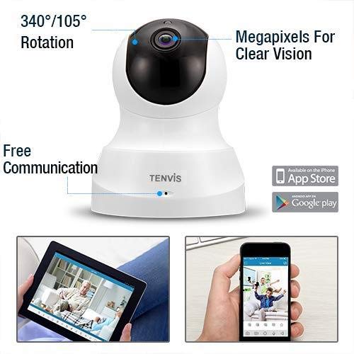 TENVIS Home Pet Camera, FHD 1080P Indoor Video Surveillance System, Sound/Motion Detection | 355° Pan/Tilt, 2-Way Audio, Smart App, Family & Pet Friendly