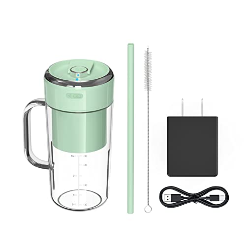 PKBD Portable Blender, Juicer with 15-Second Ice-Crushing Power, 8 Blades, Blender for Shakes and Smoothies,12 oz Easy-to-Clean Personal Blender with Charger, Straw, Cleaning Brush, Green