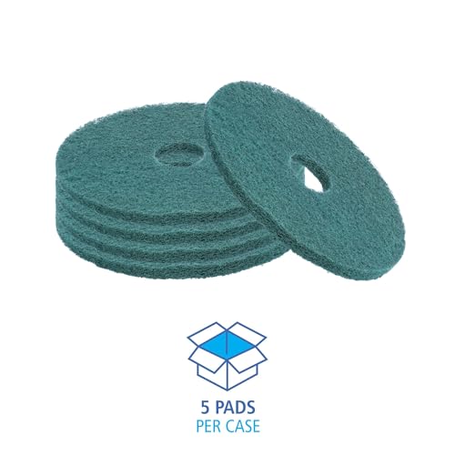 Boardwalk Heavy-Duty Scrubbing Floor Pads, 16" Diameter, Green, 5/Carton
