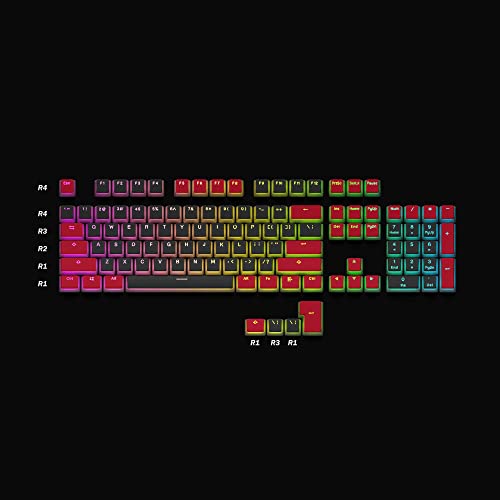 HK Gaming Pudding Keycaps Set | Doubleshot PBT Keycap Set | Full 108 OEM Profile Key Set | ANSI US-Layout | for Mechanical Keyboard | Compatible with Cherry MX, Gateron, Kailh, Outemu | Black & Red