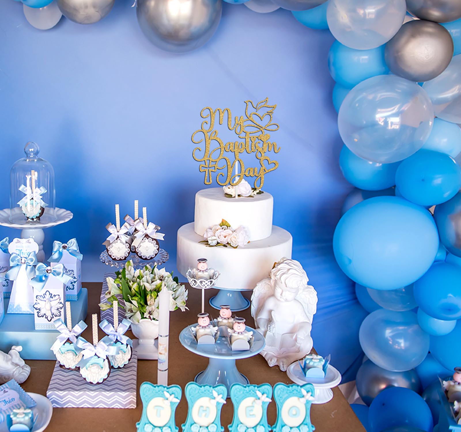 My Baptism Day Cake Topper, First Holy Communion, On Your Confirmation, Bridal Shower/Wedding/Baptism/Christening Baby Shower Party Decorations, Gold Glitter