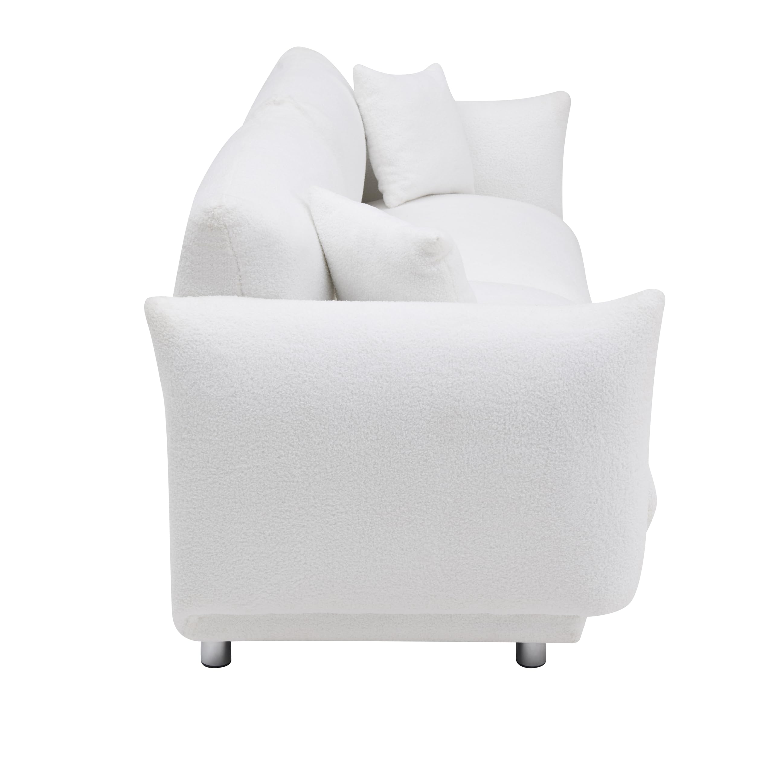 SZLIZCCC Sofa Couch for Living Room, 87.4 Inch Modern Upholstered Couch, Teddy Velvet Tufted Sofa, 3 Seat Sofa Big Comfy Couch Sofas for Livingroom, Comfy Couch Sofas for Office (White 85.4” Sofa)