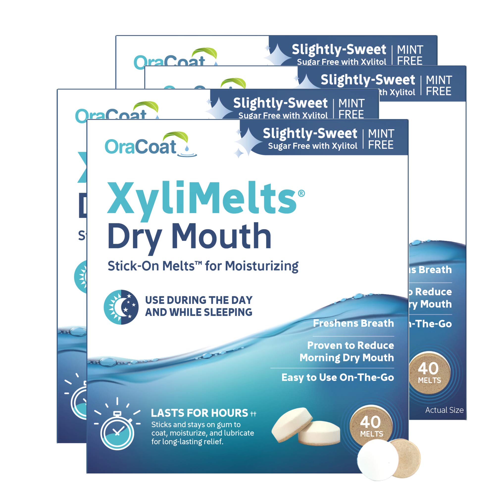 OraCoat, XyliMelts for Dry Mouth Care 160 discs, All Natural, Gluten Free, No Preservatives, Helps Neutralize Acids.