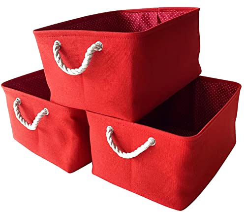 ITALIA 3pack Large Collapsible Fabric Basket Red , Size: 18 x 14 x 10"H
