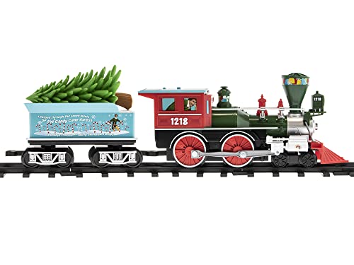 Lionel Battery-Operated Elf Toy Train Set with Locomotive, Train Cars, Track & Remote with Authentic Train Sounds, & Lights for Kids 4+