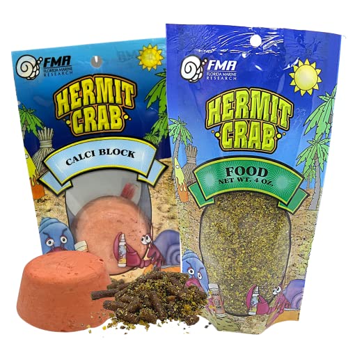 Hermit Crab Food and Calcium Block Set, All in One Natural Supplies and Habitat Necessities for Pet Crabs, 2 Pack, 4 Ounces