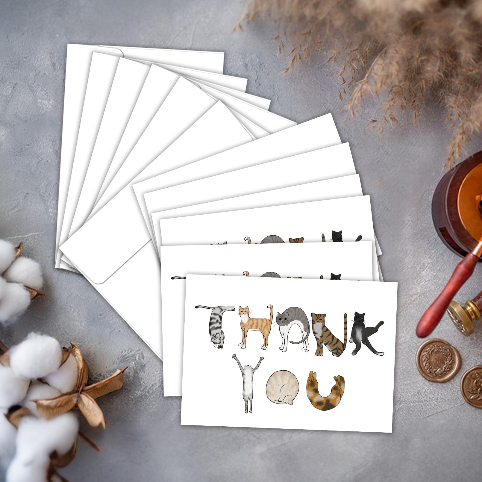 Cat Thank You Cards (6 Packs), Alphabet Thank You Cards for Cat Lovers