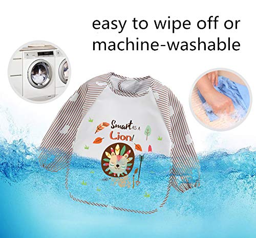 Haimoburg 3pcs Set Baby Toddler Kids Waterproof Long Sleeve Bibs Apron Feeding Smock