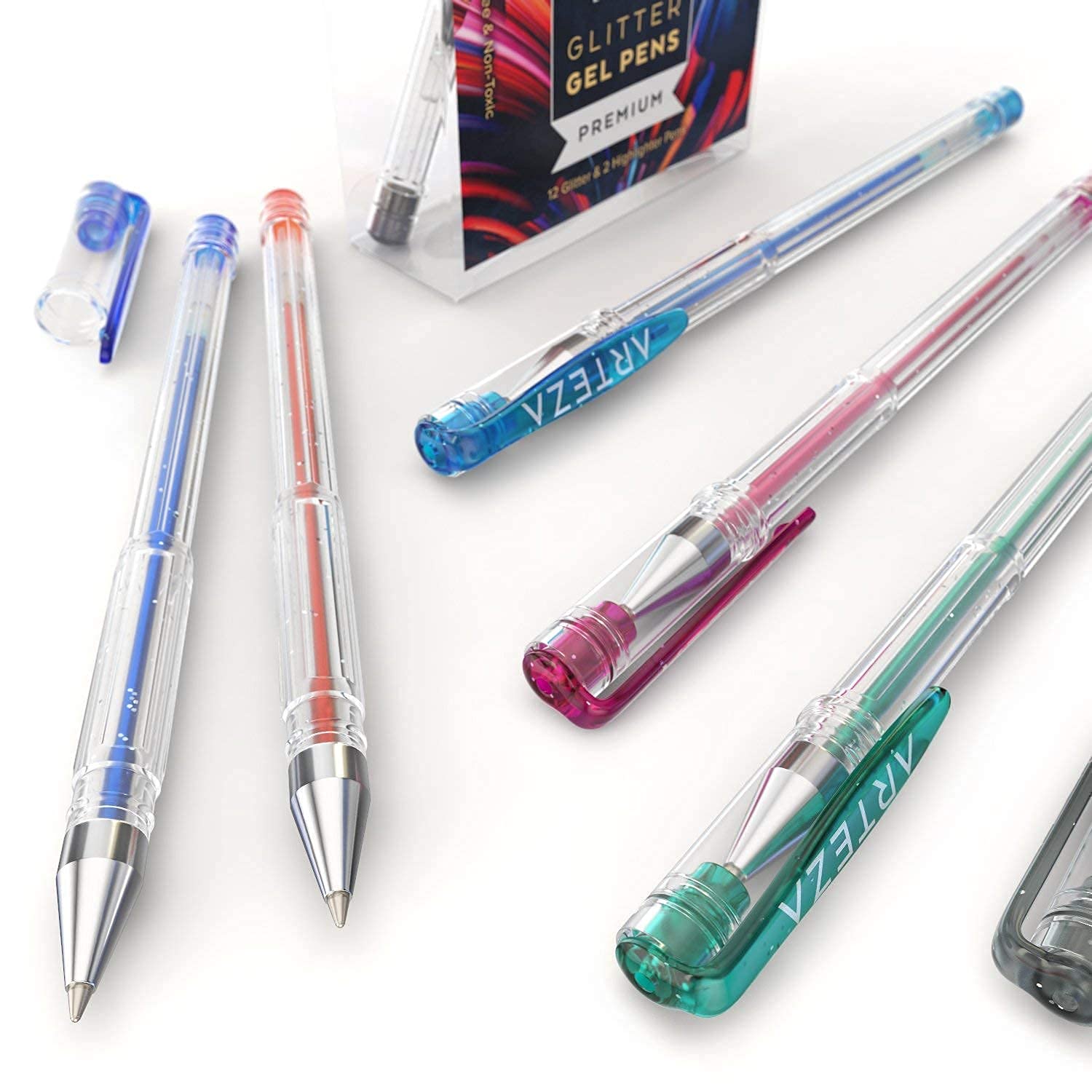 ARTEZA Glitter and Metallic Gel Pens Bundle, Drawing Art Supplies for Artist, Hobby Painters & Beginners