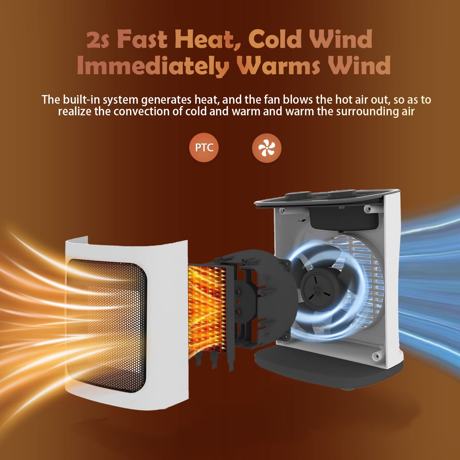 COWSAR Portable Space Heaters for Indoor Use 1500W Small Space Heater with Thermostat Personal Desk Heater for Office Bedroom
