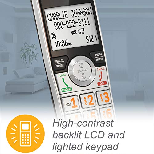 AT&T DECT 6.0 Expandable Cordless Phone with Answering System, Silver/Black with 3 Handsets