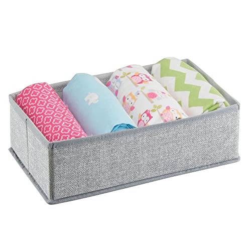 mDesign Soft Fabric Dresser Drawer and Closet Storage Organizer Set for Child/Kids Room, Nursery, Playroom - 2 Pieces, 5 Compartments - Textured Print - Gray