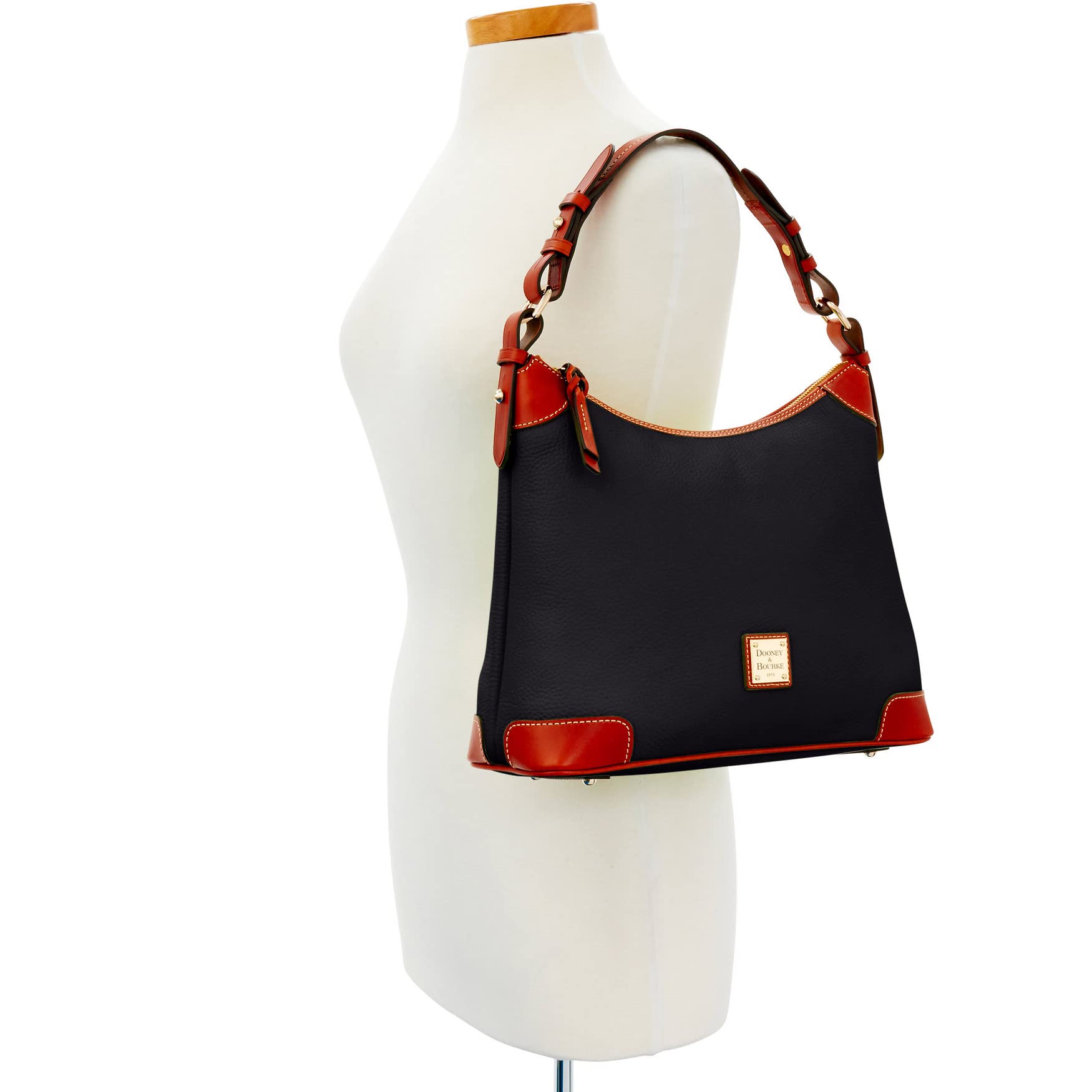 Dooney & Bourke Women's Hobo Shoulder Bag in Pebble Grain Leather, Large Handbag with Adjustable Shoulder Strap, Elephant