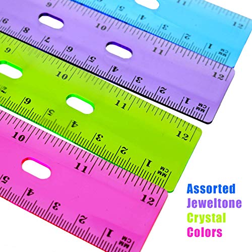 GIFTEXPRESS Pack of 6, Jeweltones Color Ruler, 12 Inches