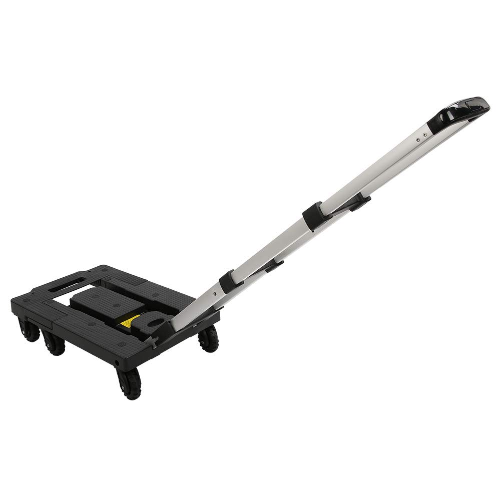 Asixxsix Folding Hand Truck, Portable Heavy Duty Luggage Cart with 7 Universal Wheels, Pulling Rod 170 Degree Rotatable Solid Construction Compact Utility Dolly Cart for Travel House Office