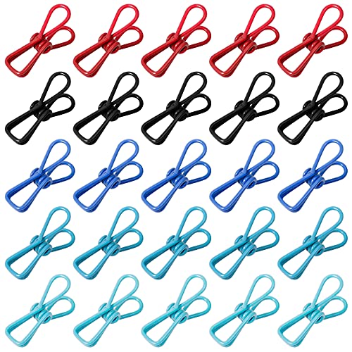 Rustark 50pcs Multi-purpose Windproof Clothespin Wire Clips Clothes Pins for Clothesline Utility, Picture, Notes, Decoration, Poster - 5 Colors