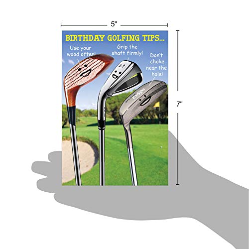 NobleWorks - Funny Men's Happy Birthday Card with Envelope - Golf Humor Greeting Card for Men, Husband - Sports Advice, Comic Stationery - Golfing Tips 9002