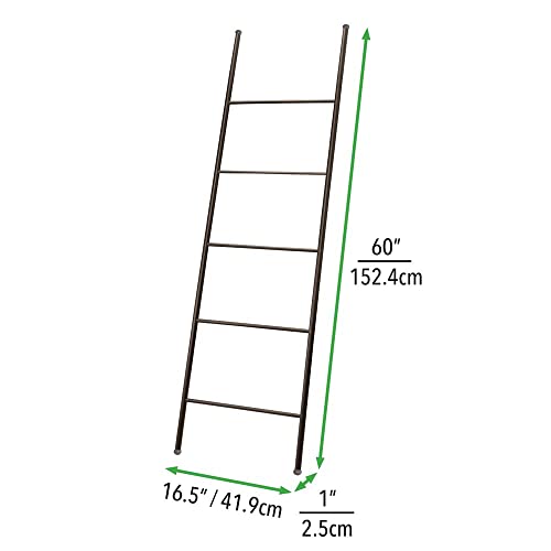mDesign Metal Leaning Towel Ladder for Bathroom - Decorative, Modern Bath Towel Ladder Rack - Standing Display Holder for Bathroom Towels - Bathroom Wall Ladder Rack - Omni Collection - Bronze