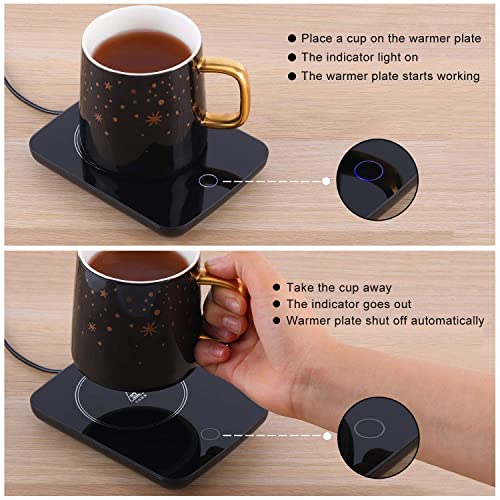Misby Coffee Warmer for Desk with Auto Shut Off Coffee Mug Warmer,Beverage Cup Warmer for Desk Home Office Use, Coffee Gifts (Black)