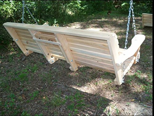 Ecommersify Flip Cup Holder Console Rot-resistant Cypress Eternal Wood Lumber Roll Back Porch Swing, 5-Feet